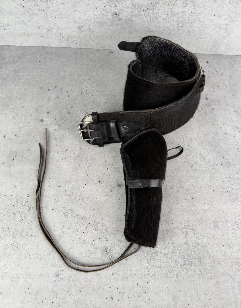 Cowboy Horse Hide Fur Holster Gun Belt Pistol Rig
