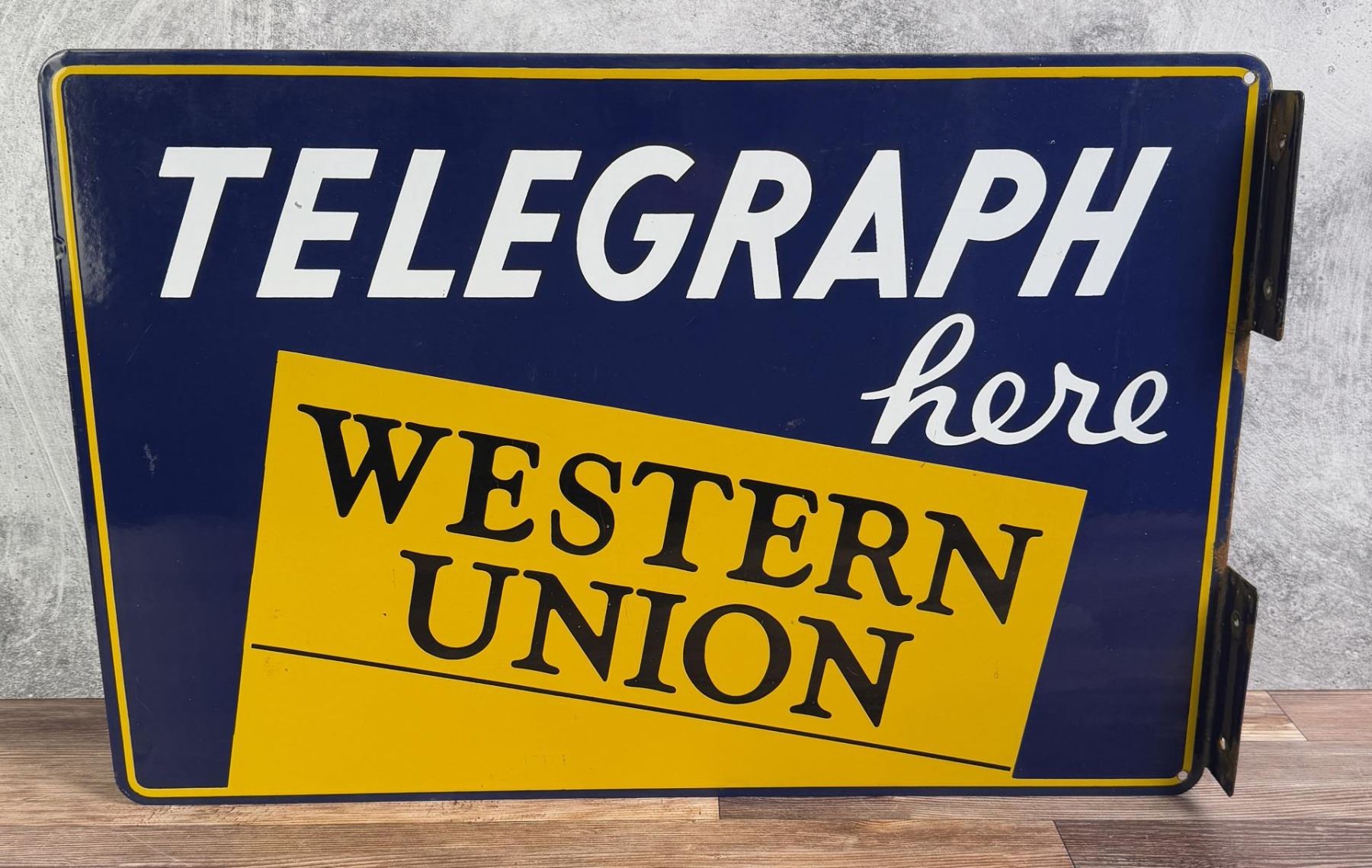 Western Union Telegraph Porcelain Flange Sign