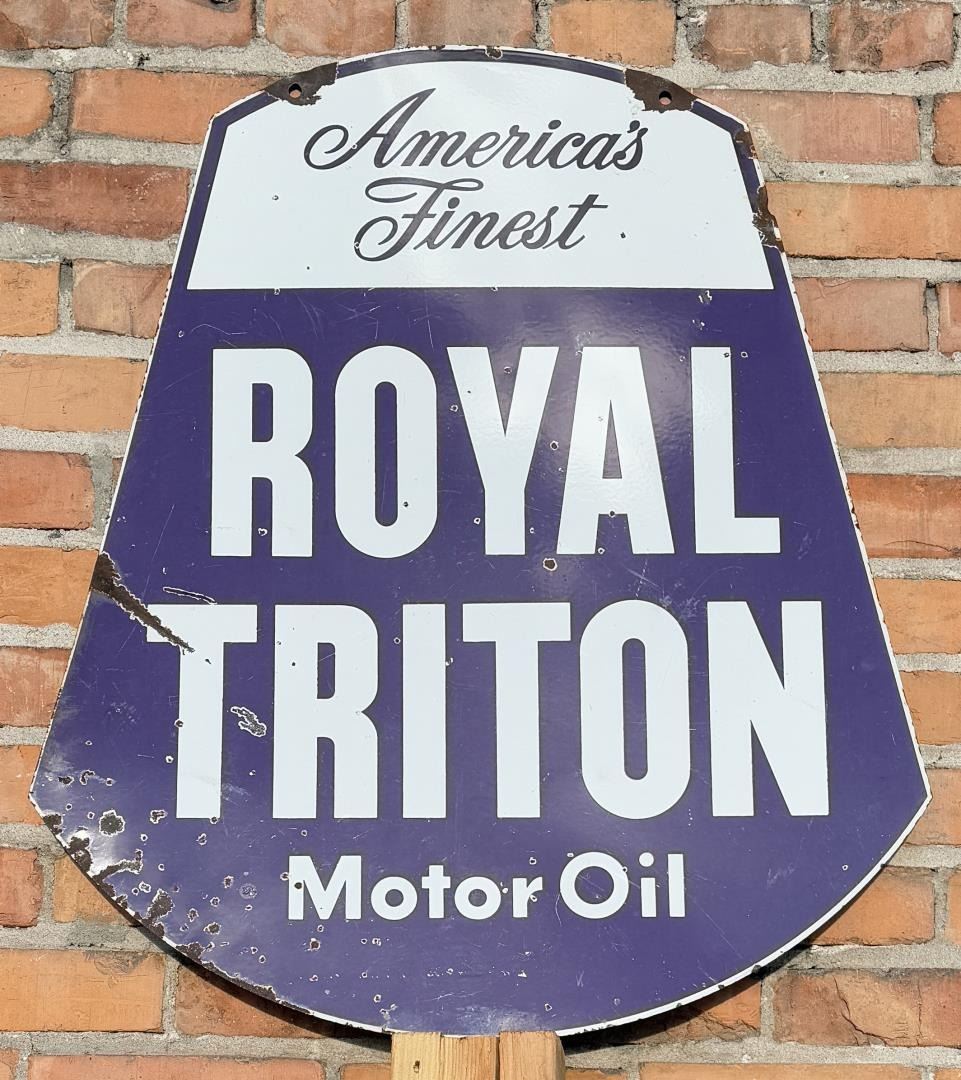 Royal Triton Motor Oil Porcelain Double Sided Sign