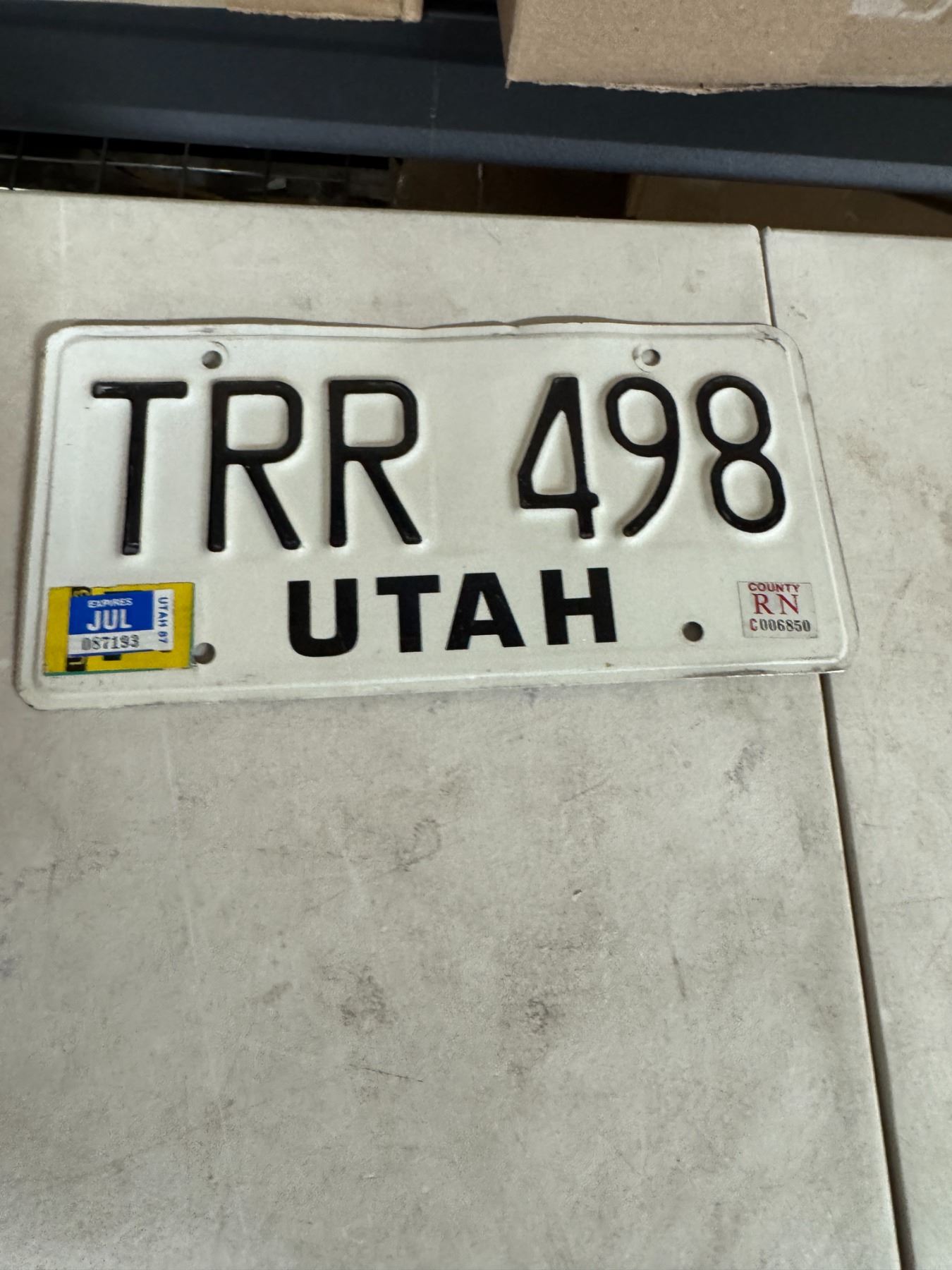 Utah license plate