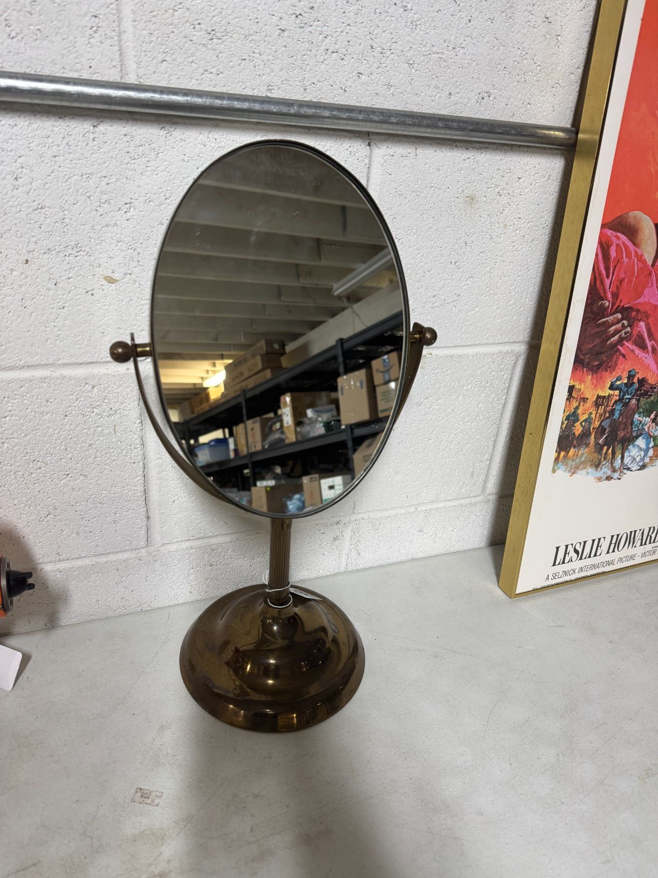 Large antique brass mirror