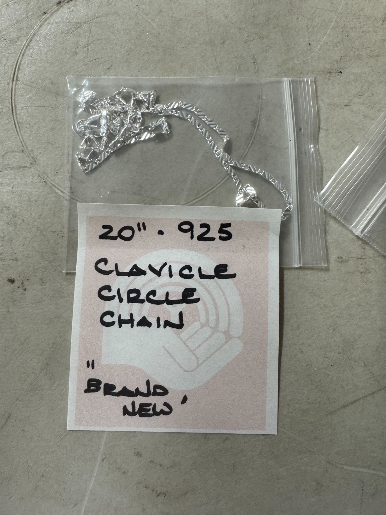 New 20 inch 925 stamped Clavicle Circle chain necklace