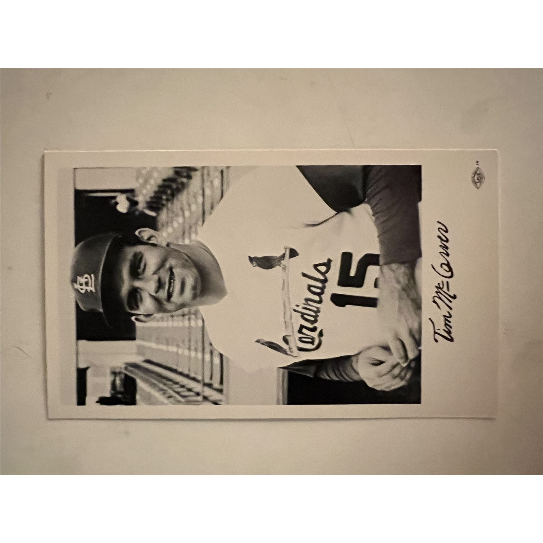 Tim McCarver facsimile signed photo. 3x5 inches