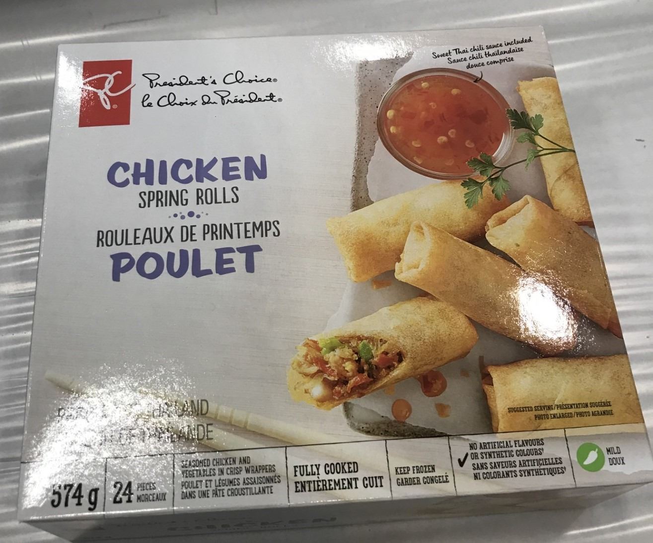 FROZEN: CHICKEN SPRING ROLLS (24 PIECES/574 G) - BOX