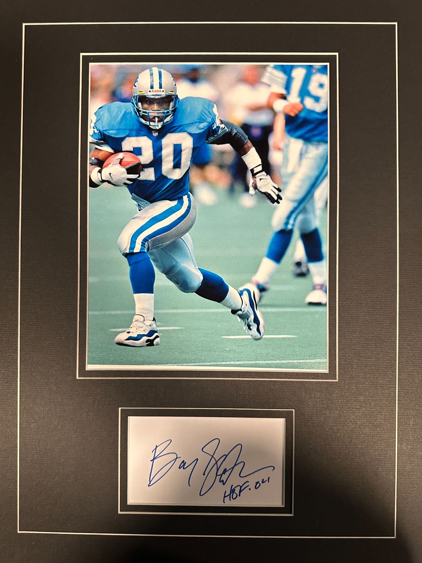 Barry Sanders Autographed Display