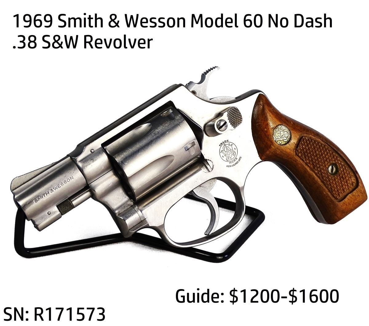 1969 Smith & Wesson Model 60 No Dash .38 S&W Revolver