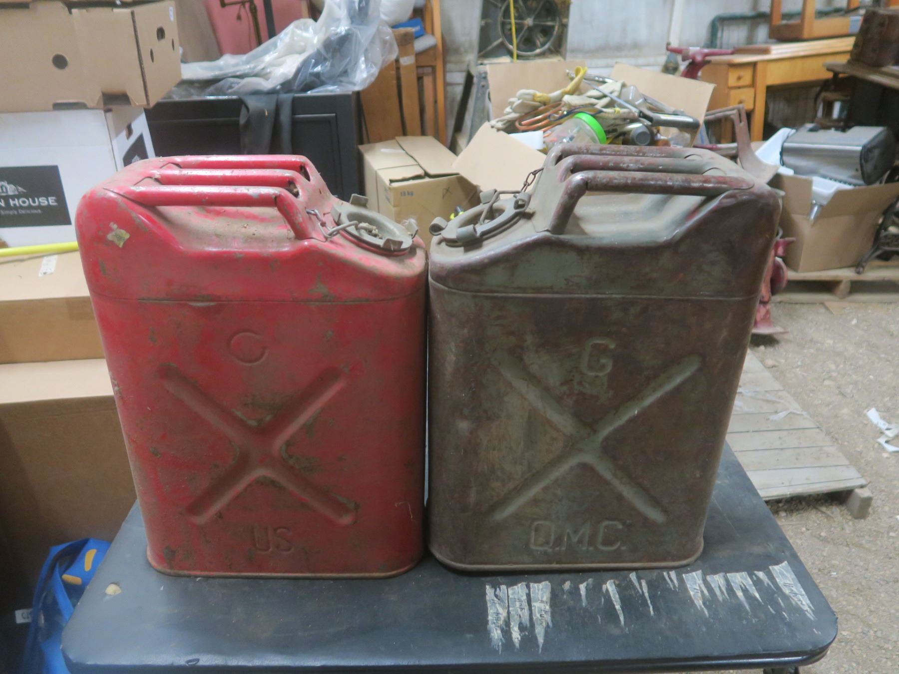 two military gas cans - Schmalz Auctions
