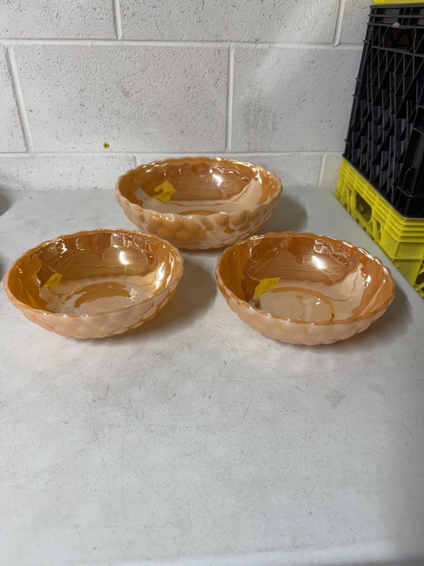 Fire king peach Leicester, bubble bowls