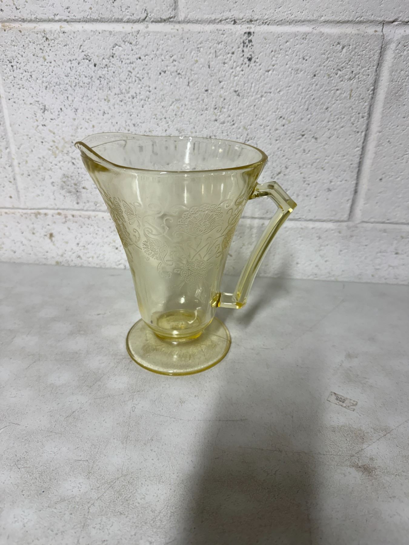 vintage Hazel Atlas Florentine Yellow Depression Glass Pitcher