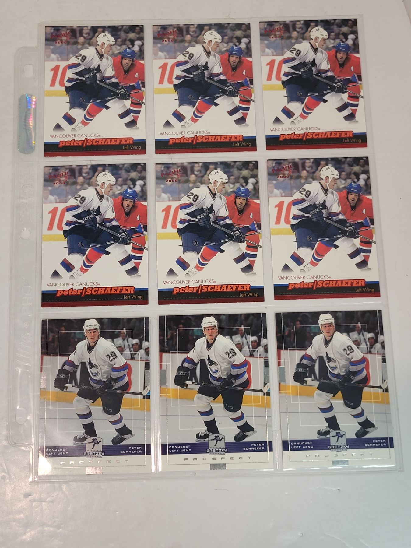 Sheet of Peter Schaefer Hockey Cards