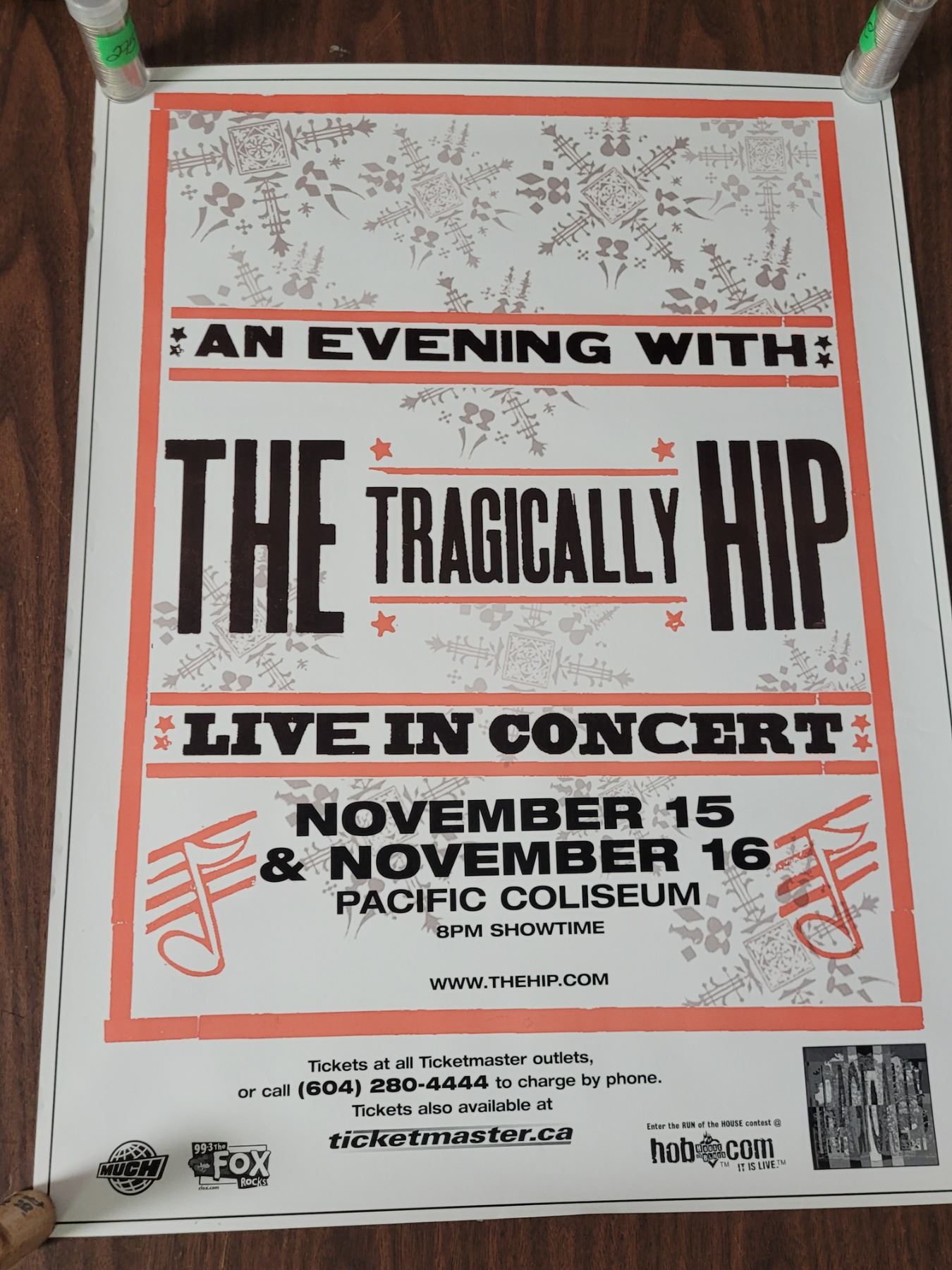 The Tragically Hip Concert Advertisement Poster