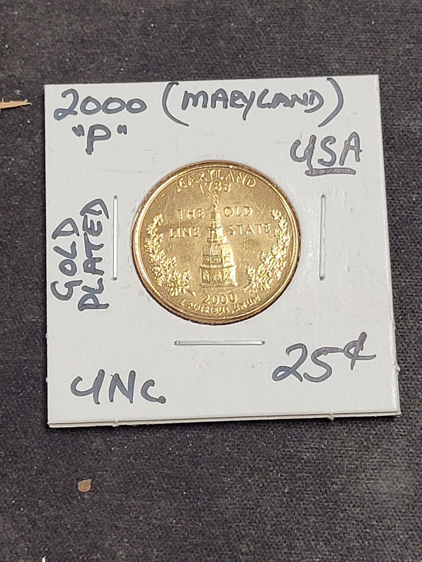 2000-P Usa Maryland 25 Cent Gold Plated Coin