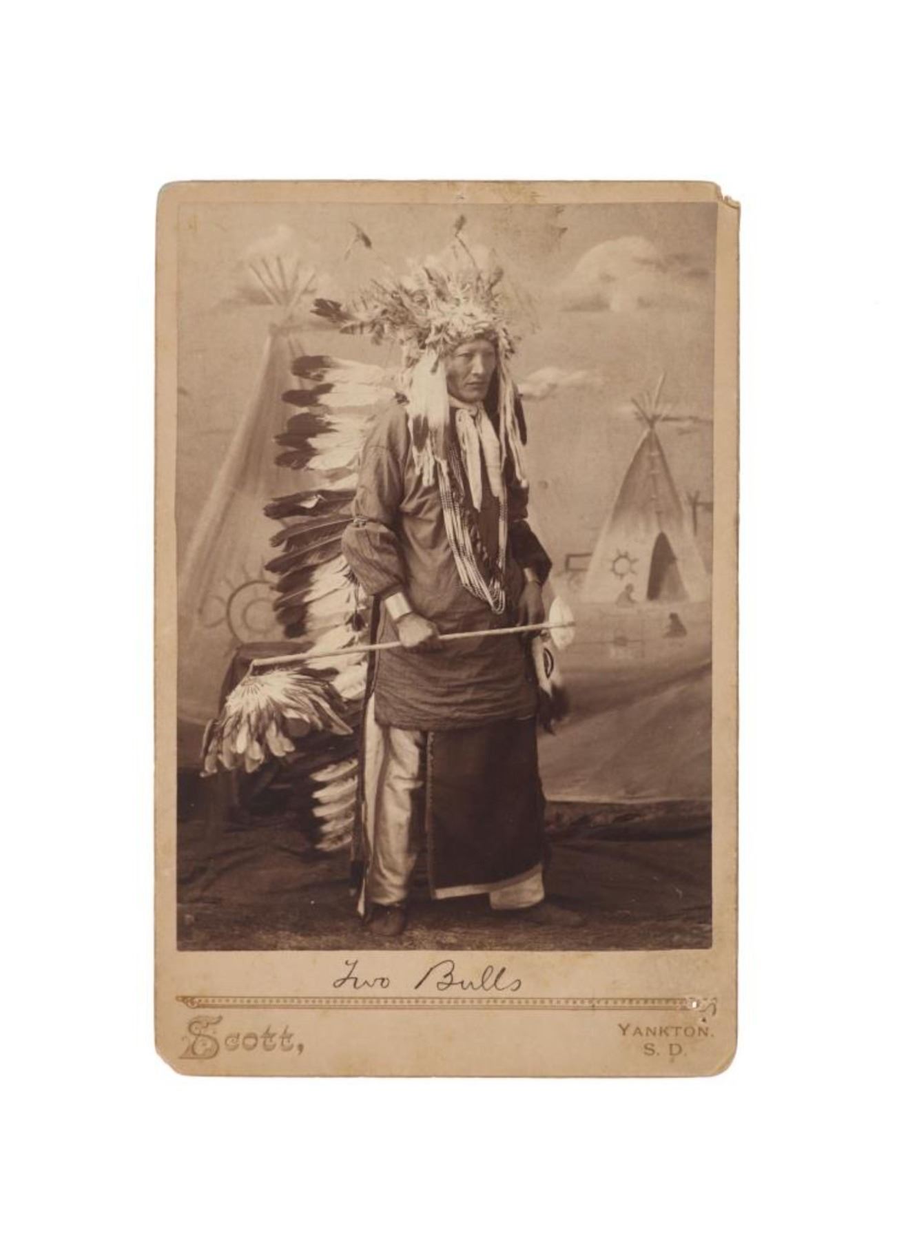 Oglala Two Bulls Photograph Cabinet Card, 1900