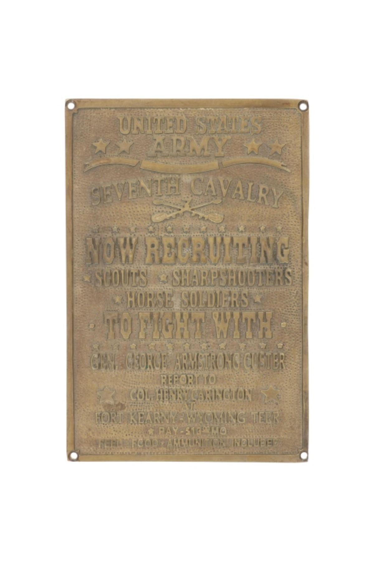 United States Army 7th Cavalry Brass Novelty Sign
