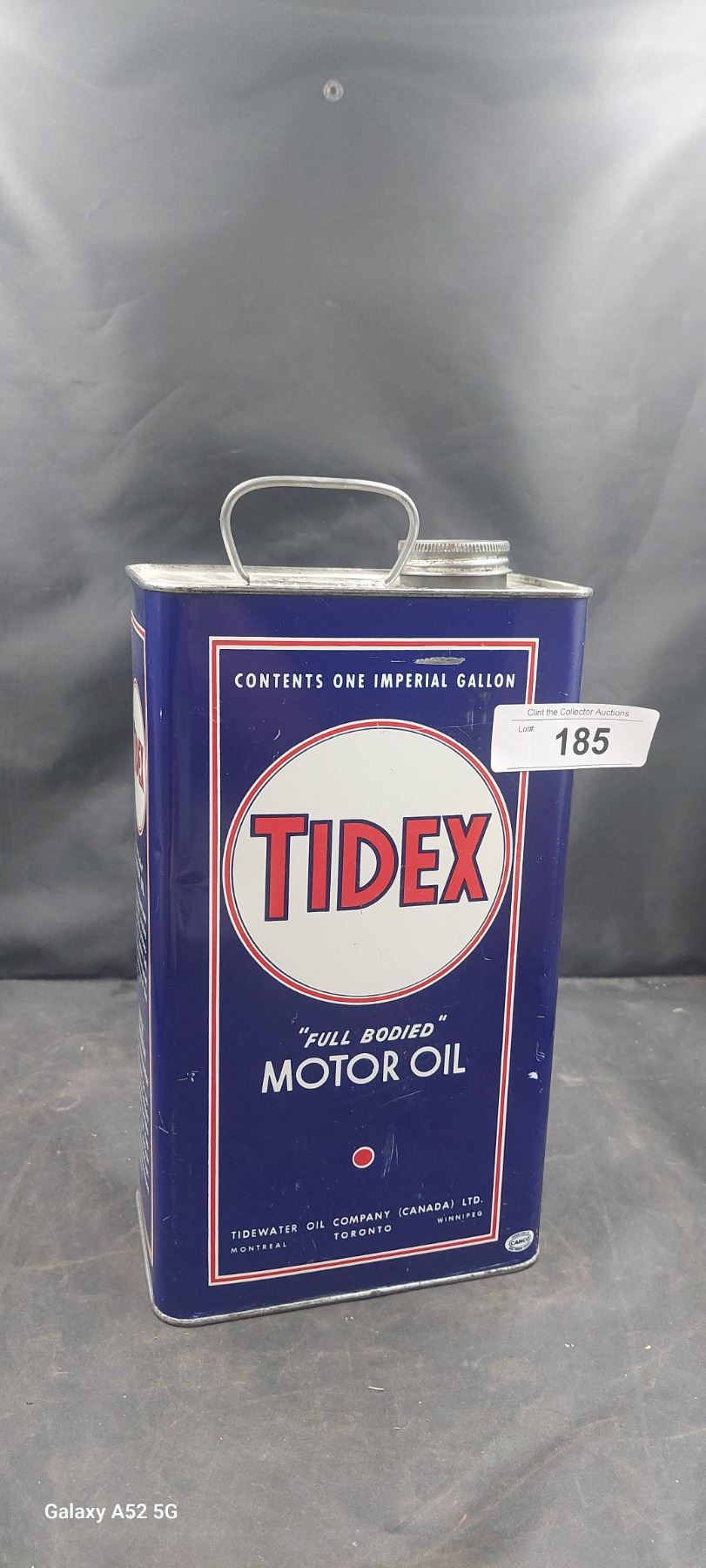 Very Nice Condition Vintage Tidex motor oil 1 gallon can made is Canada