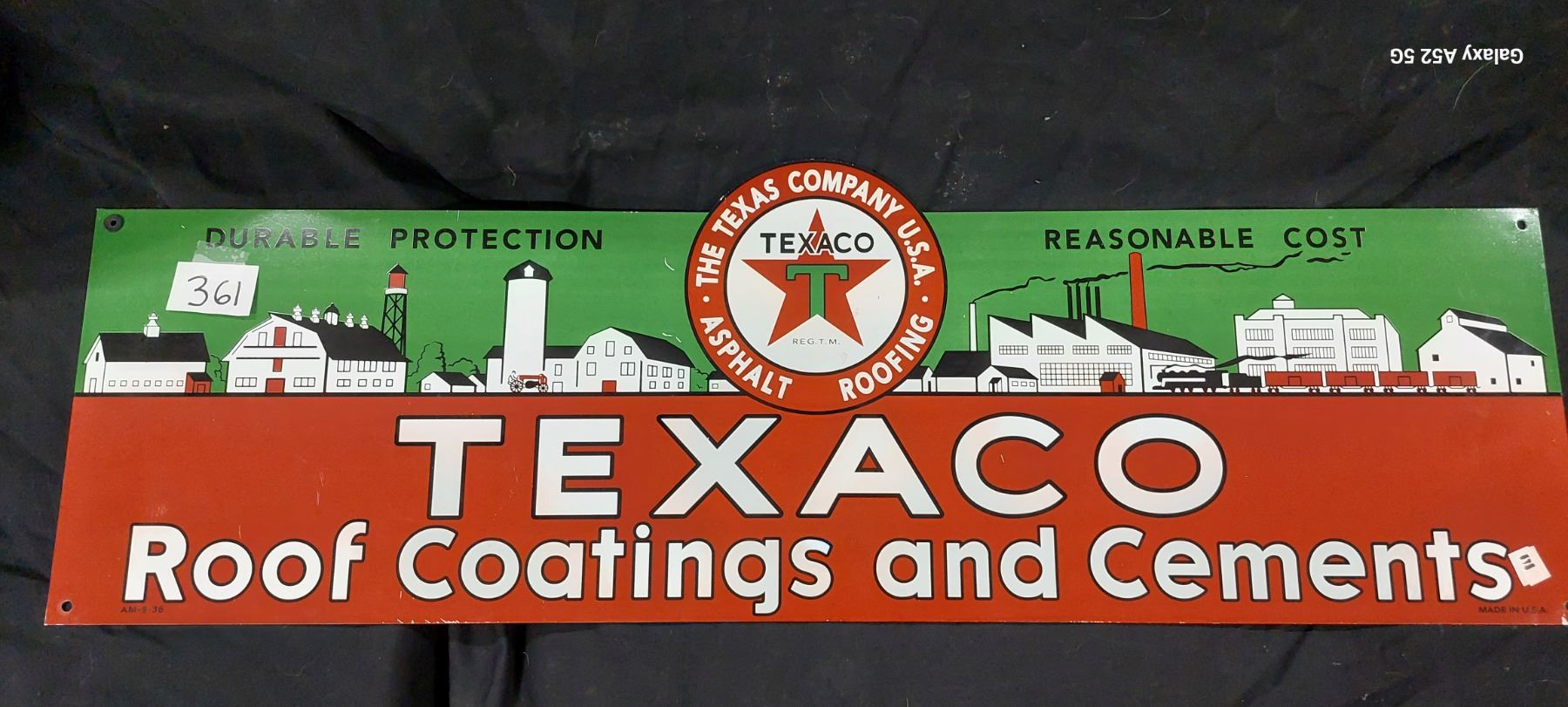 Very nice Texaco roof coating and cements reproduction sign 10"x31"