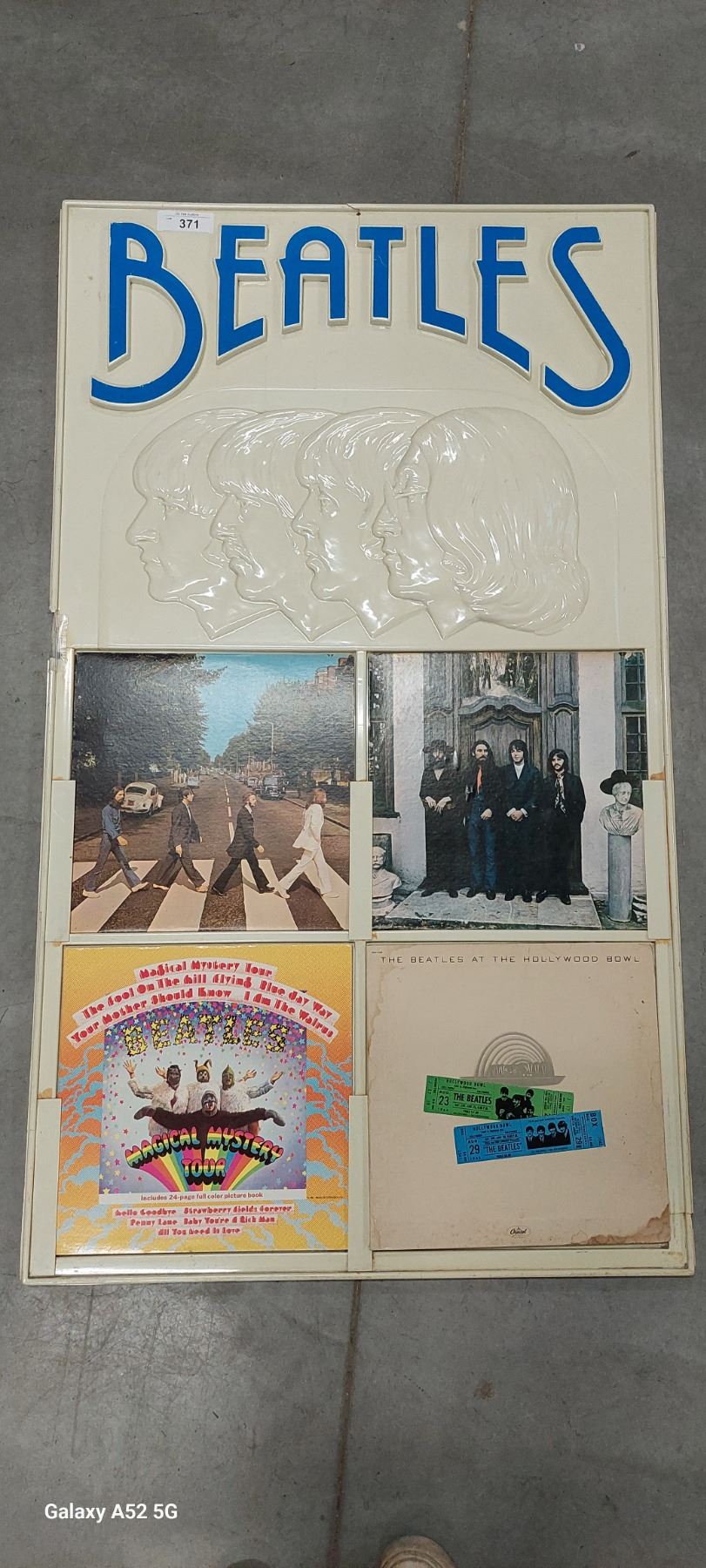 Hard to find original vintage beatles store display inc 4 albums 28"x48"