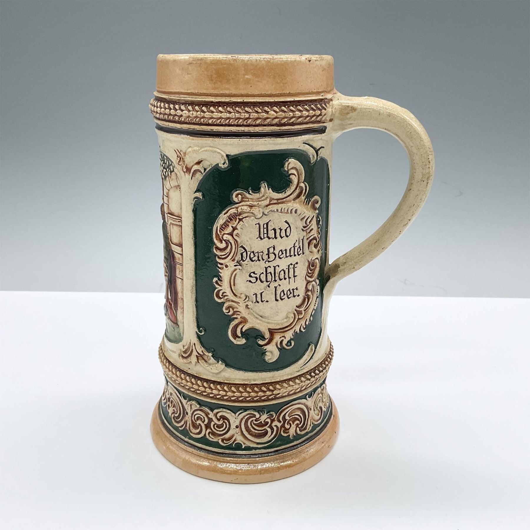 German Pottery Motto Beer Stein