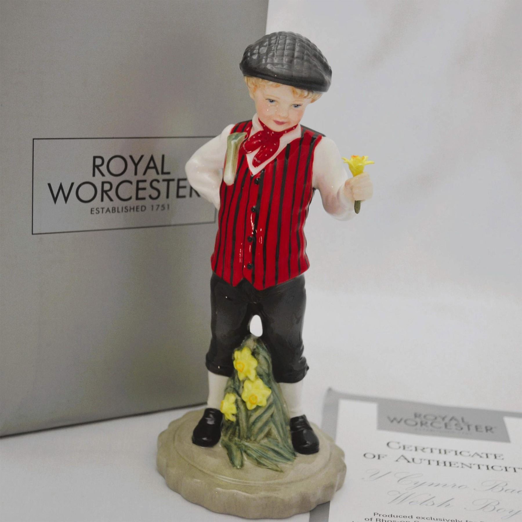 Royal Worcester Porcelain Y Cymro Bach Welsh Boy Sculpture