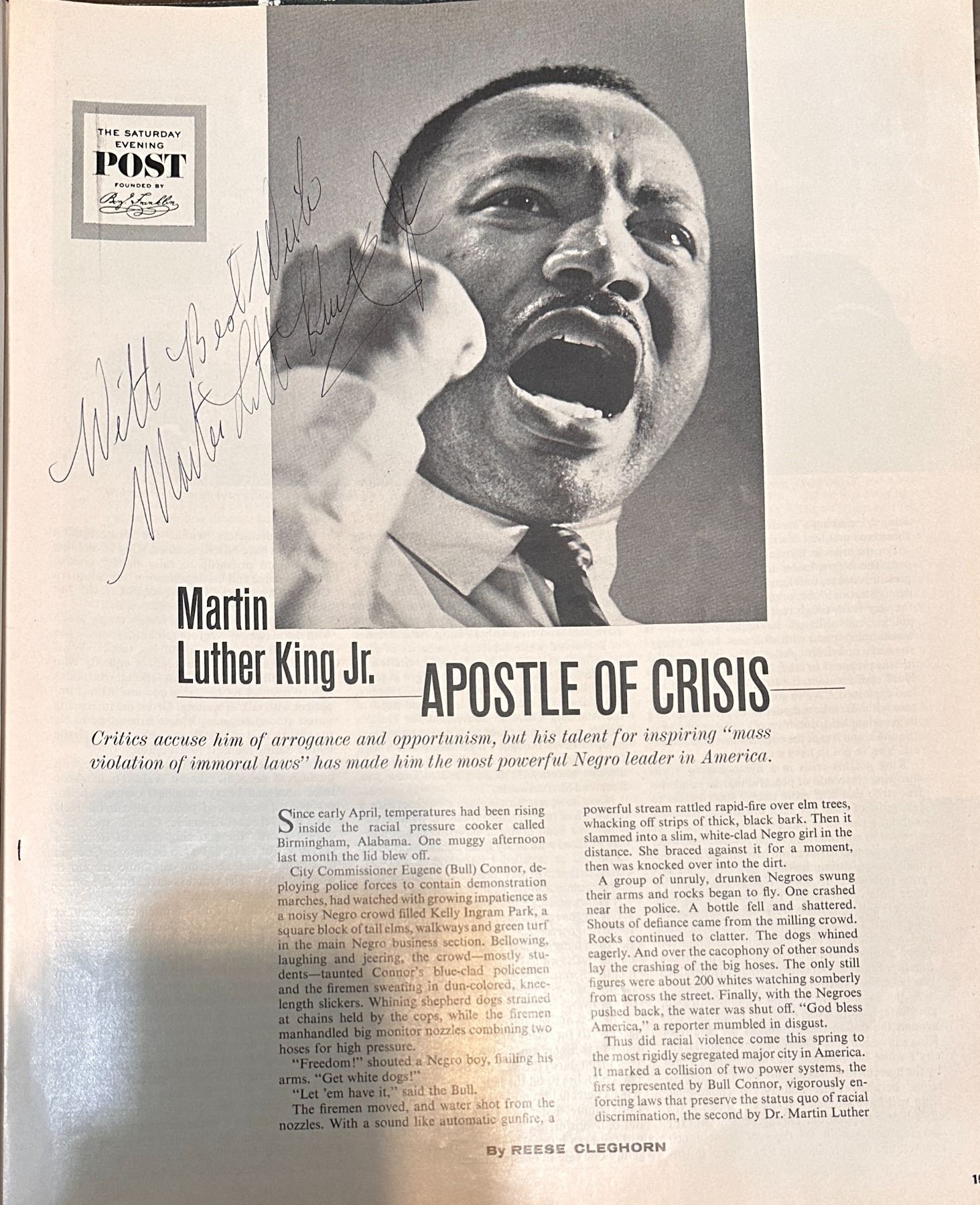 Martin Luther King Jr Autographed Magazine!