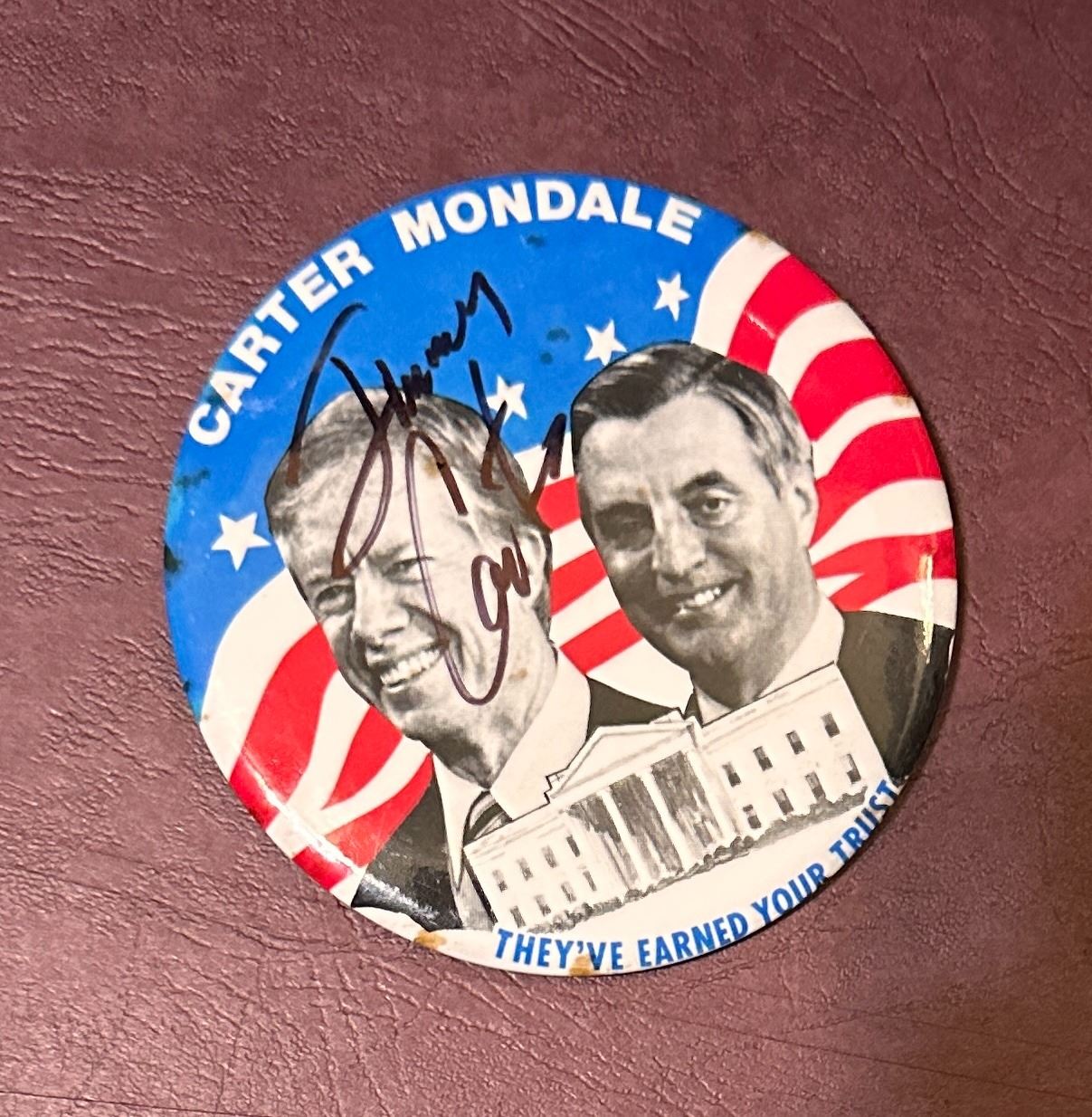 Jimmy Carter Autographed Political Pin