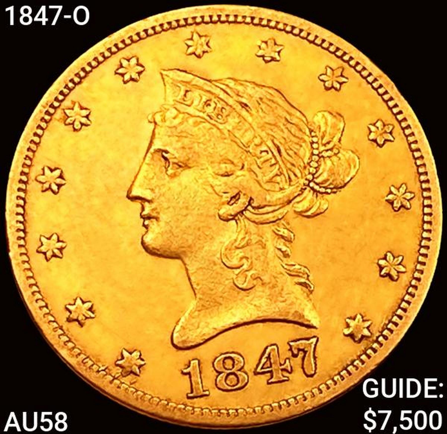 1847-O $10 Gold Eagle CHOICE AU