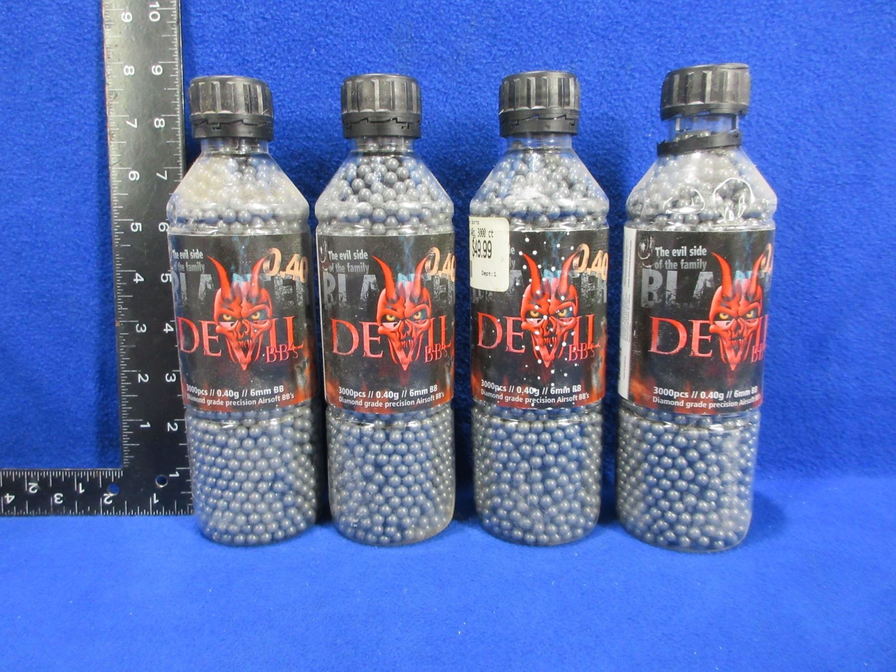 Blaster Devil Airsoft BB's - 0.40g/6mm BB - 4 Bottles of 3000