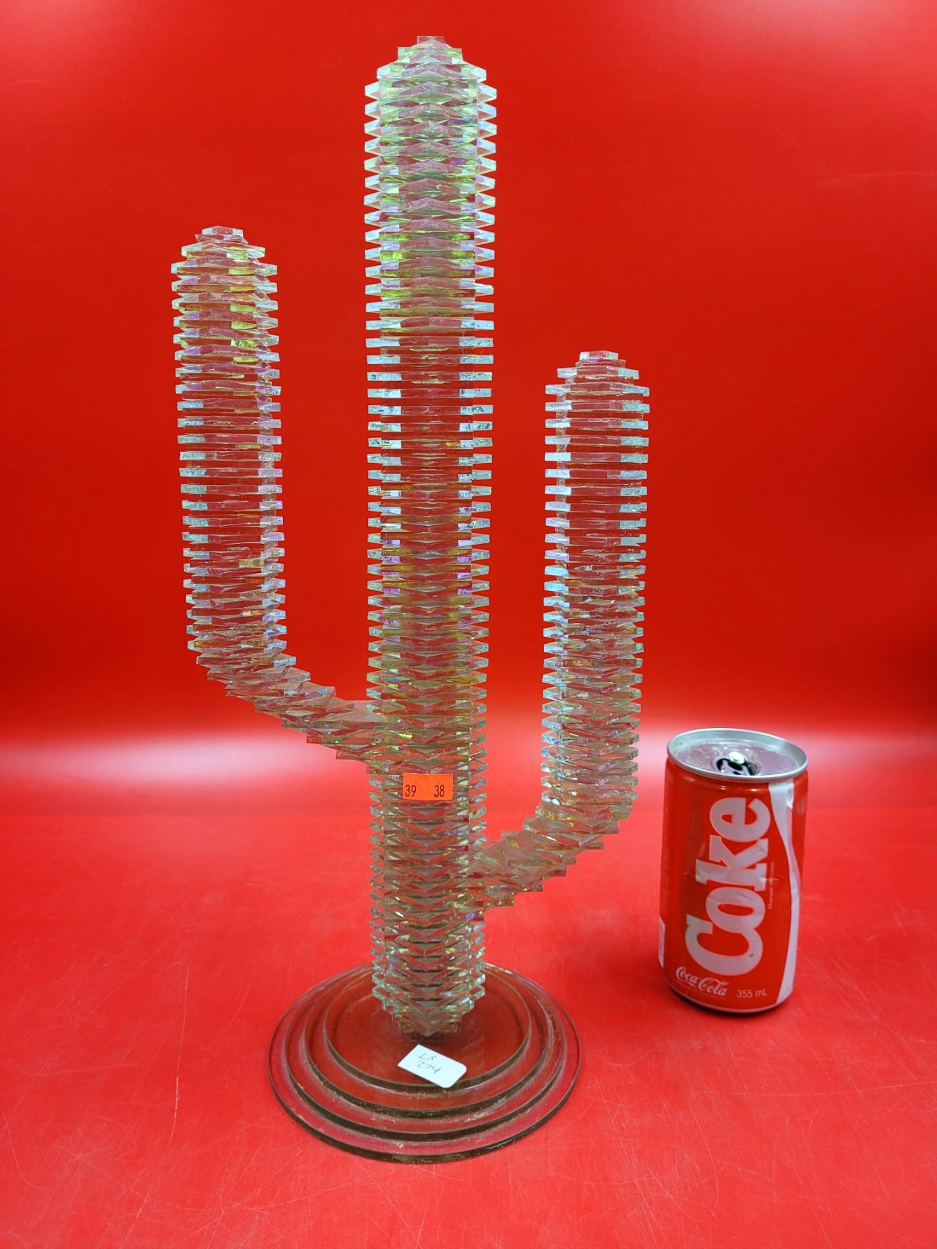 Modern Southwestern Stacked Glass Cactus Sculpture, Light Green Seafoam ...