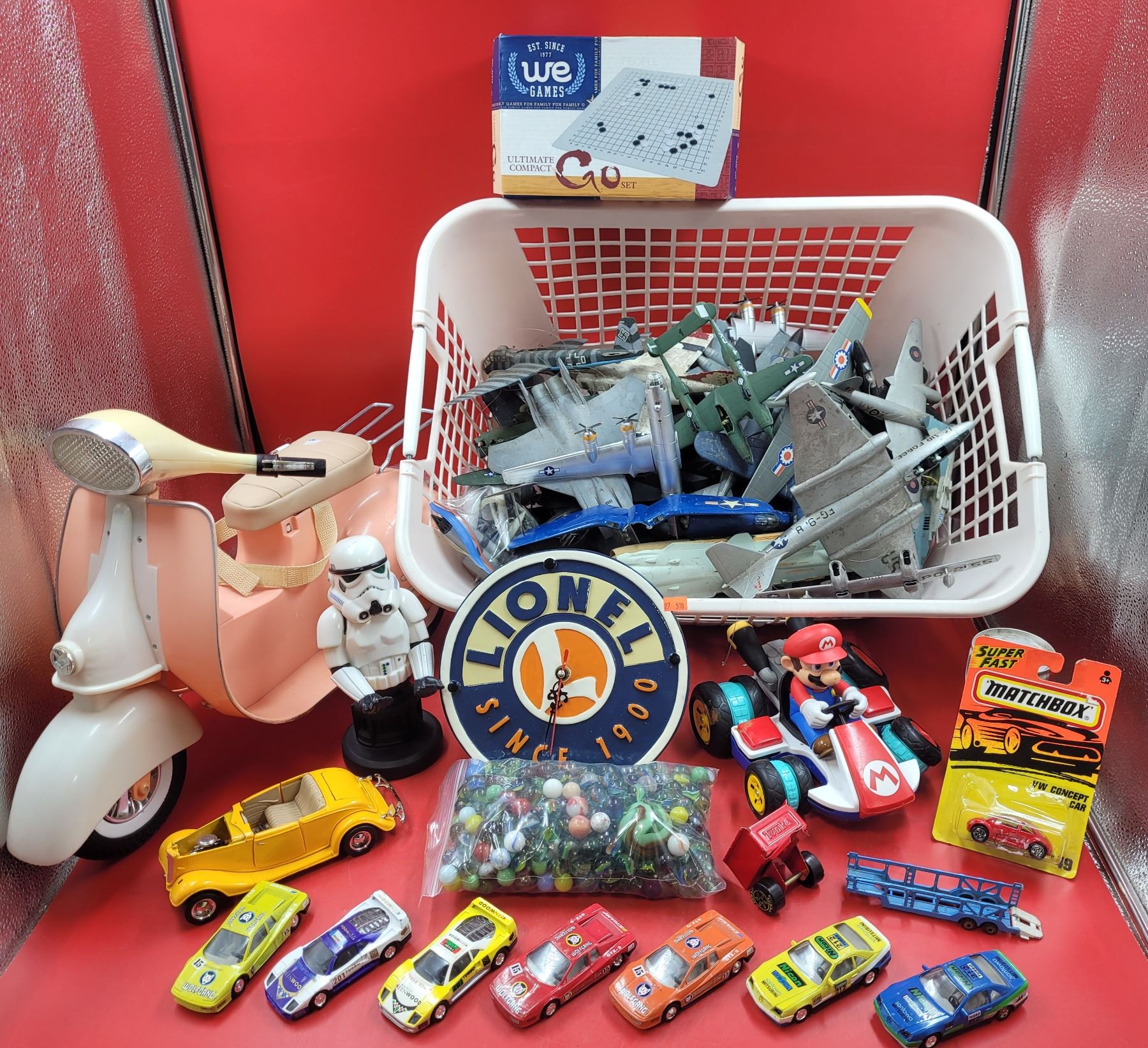 Die Cast Vehicles, Marbles, Plastic Planes, Toys & Advertising Lot