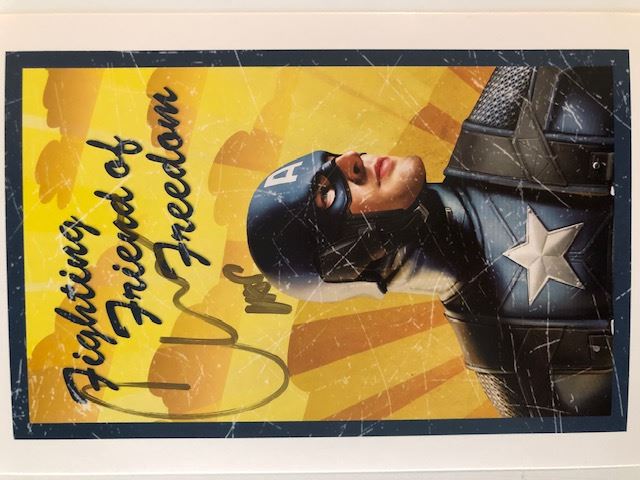 Captain America Marvel signed postcard