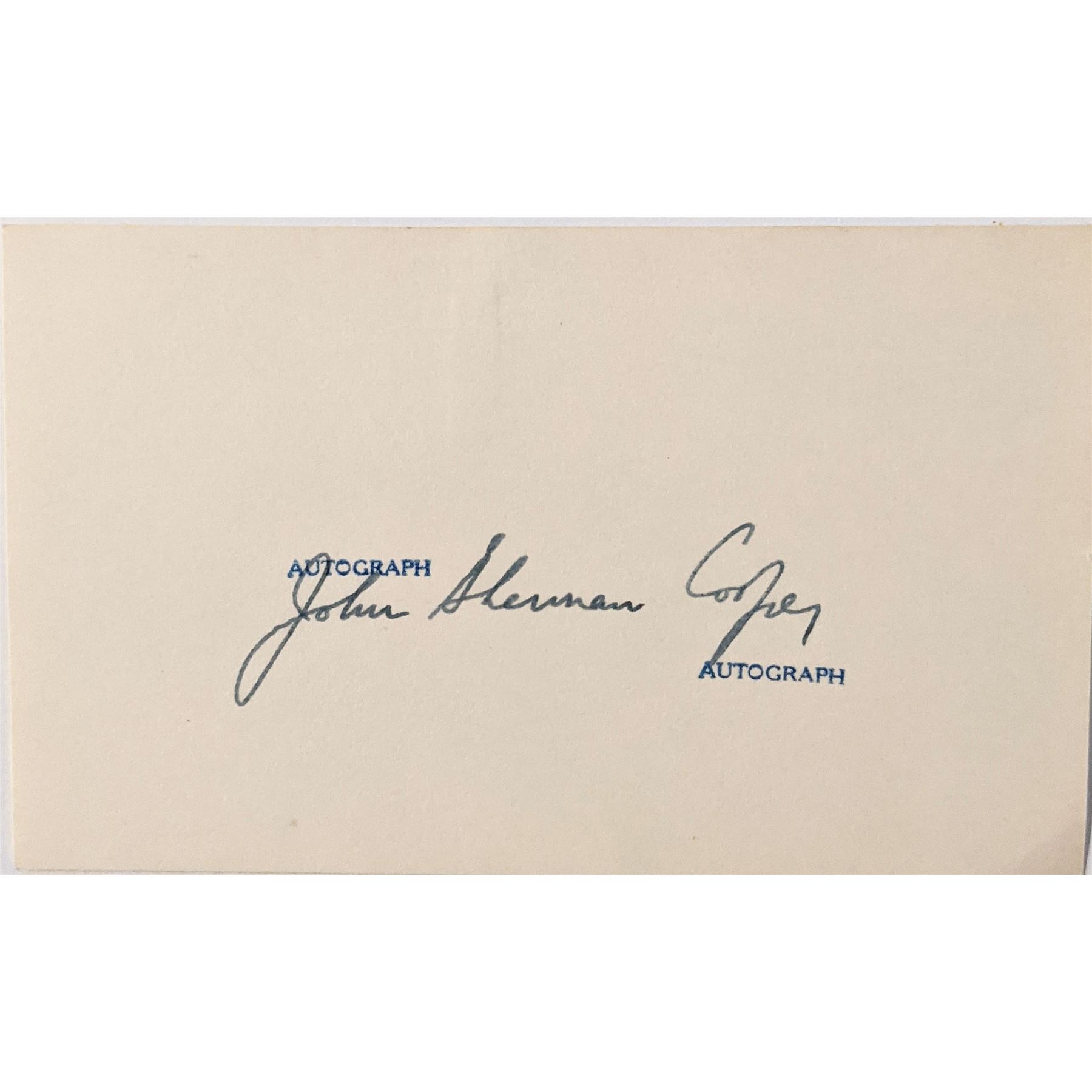 Kentucky Senator John Sherman Cooper autograph