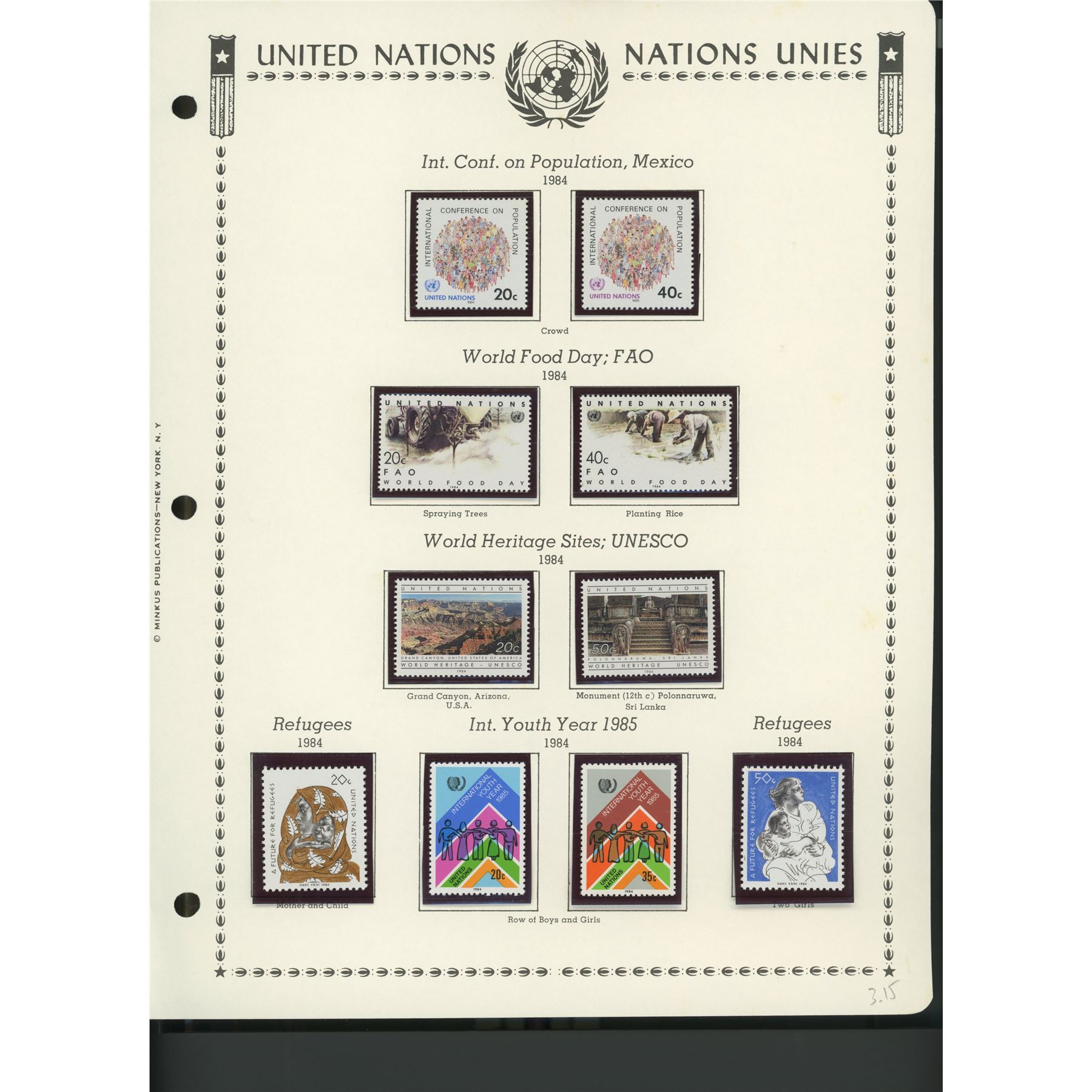 United Nations New York Stamps 1984