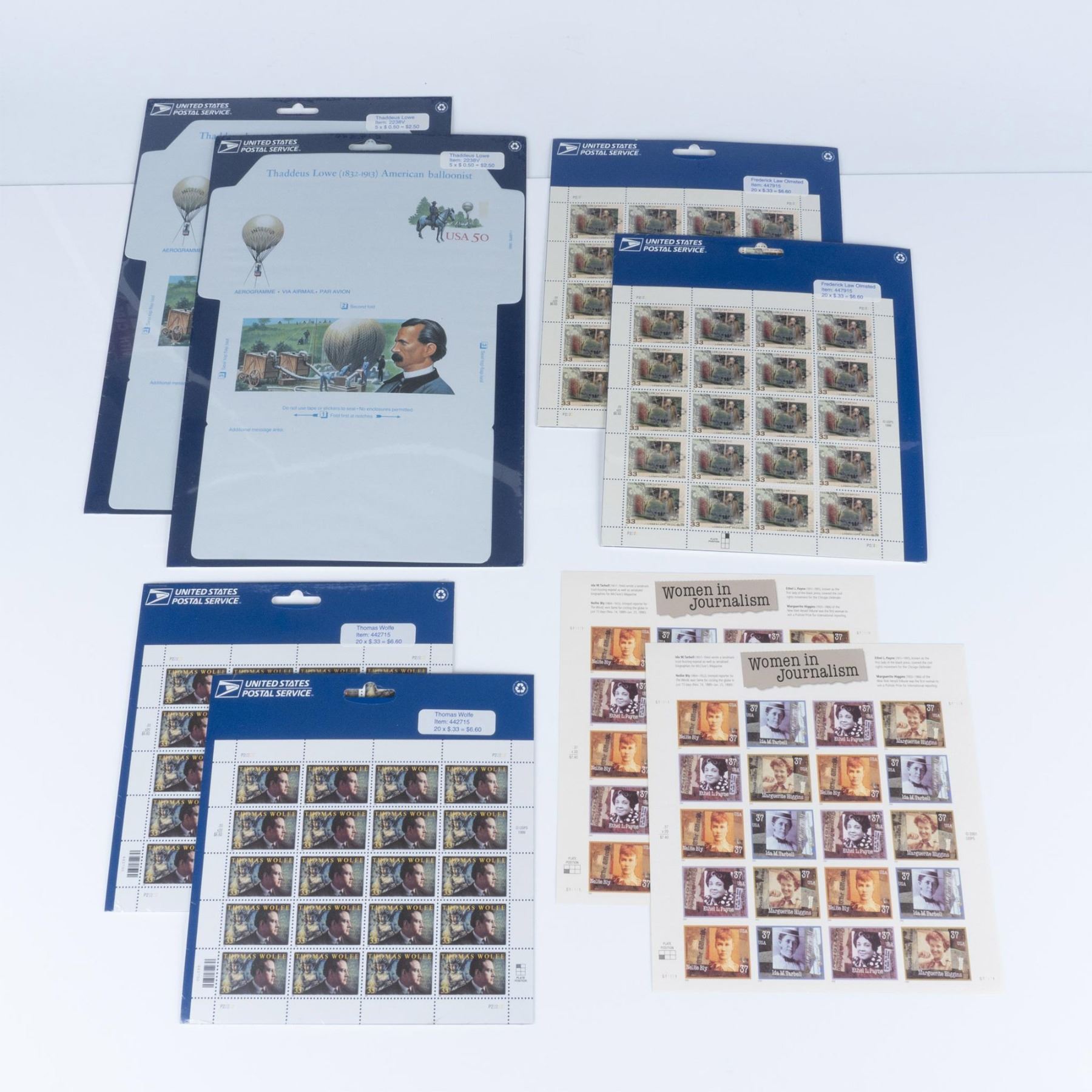 8 Sheets USPS Historical Figures Postal Stamps