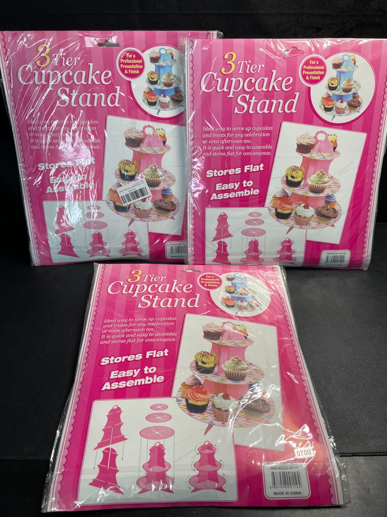3 Sets of 3-Tier Cupcake Stands - Easy to Assemble - Stores Flat ...