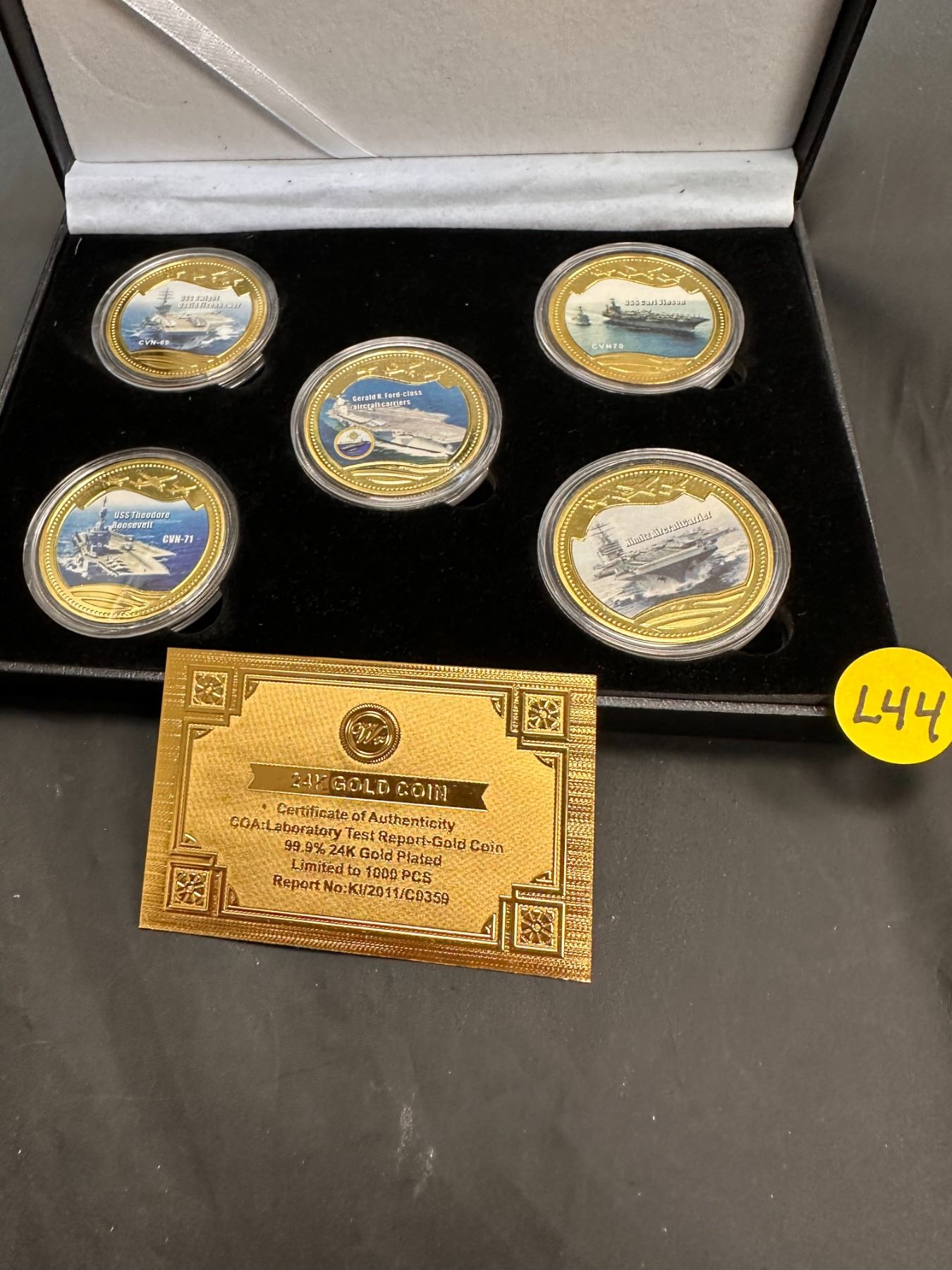 Gold plated coin/token collection USS Dwight Eisenhower Ship, Gerald R ...