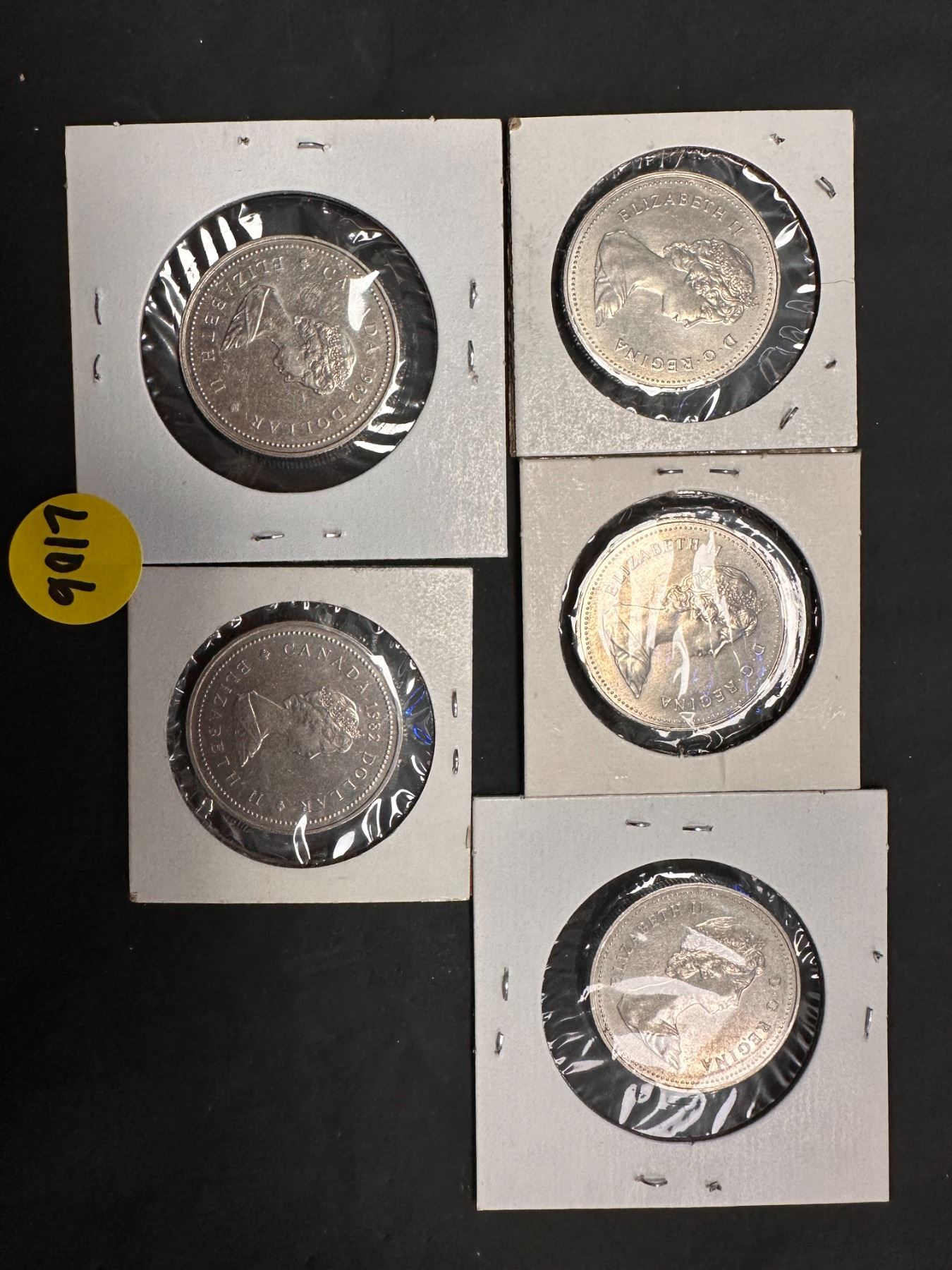 5 Canadian one dollar coins, 1982