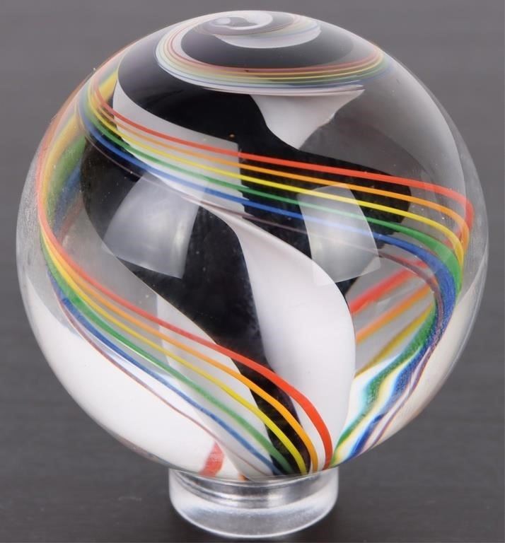 LARGE SIGNED MARK MATTHEWS ART GLASS MARBLE RARE