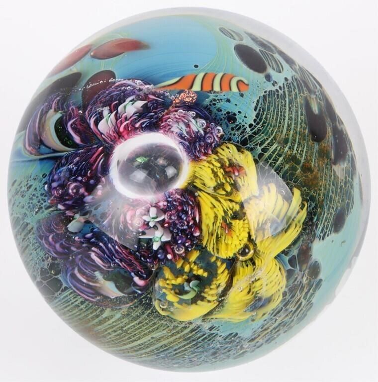 JOSH SIMPSON SIGNED ART GLASS 1.8" MARBLE - OCEAN