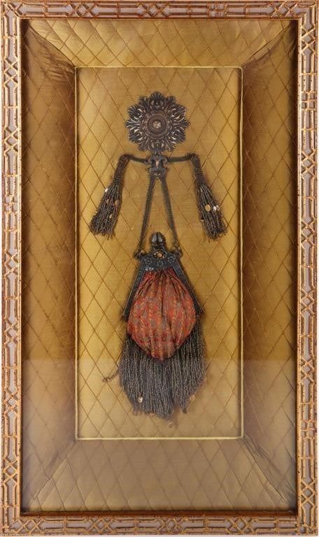 VINTAGE JOHN RICHARD SHADOW BOX W/ ANTIQUE PURSE