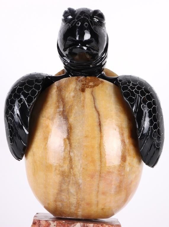 HAND-CRAFTED MARBLE HATCHING SEA TURTLE STATUE
