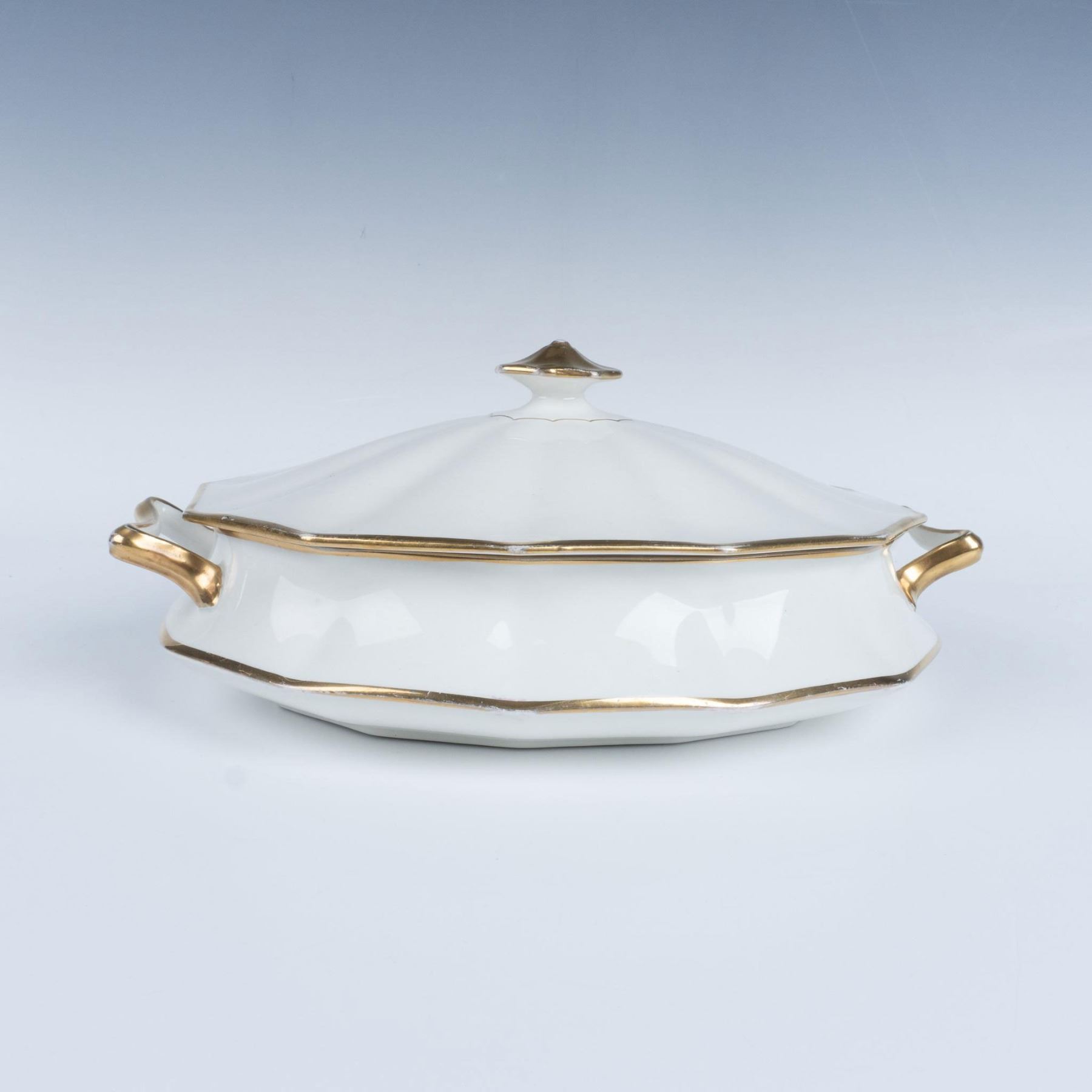 Antique Johnson Bros. English Gilded Covered Serving Dish