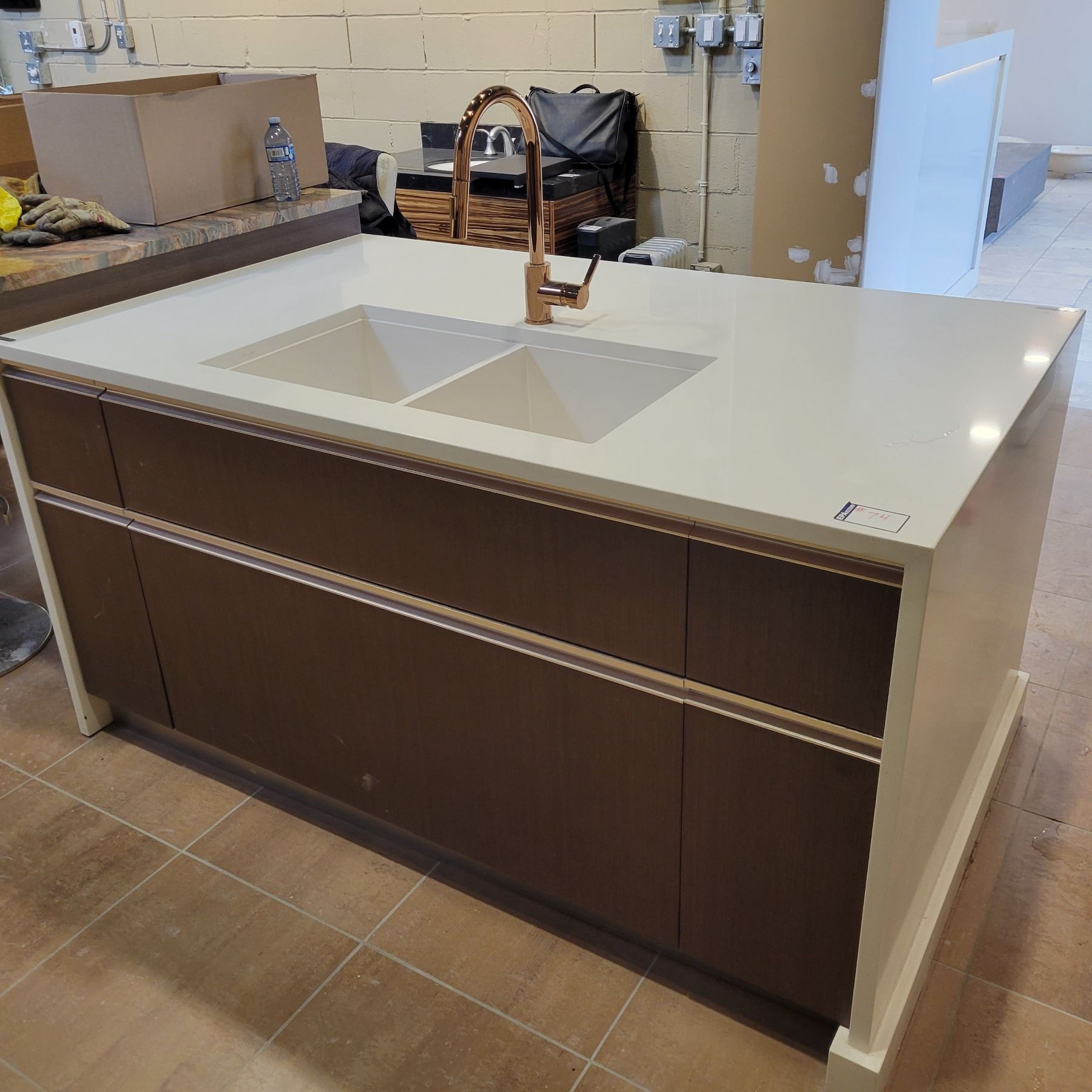 3cm Caesar stone Approx. 69.5 x 42 x 36 H Kitchen Island c/w 2 ...
