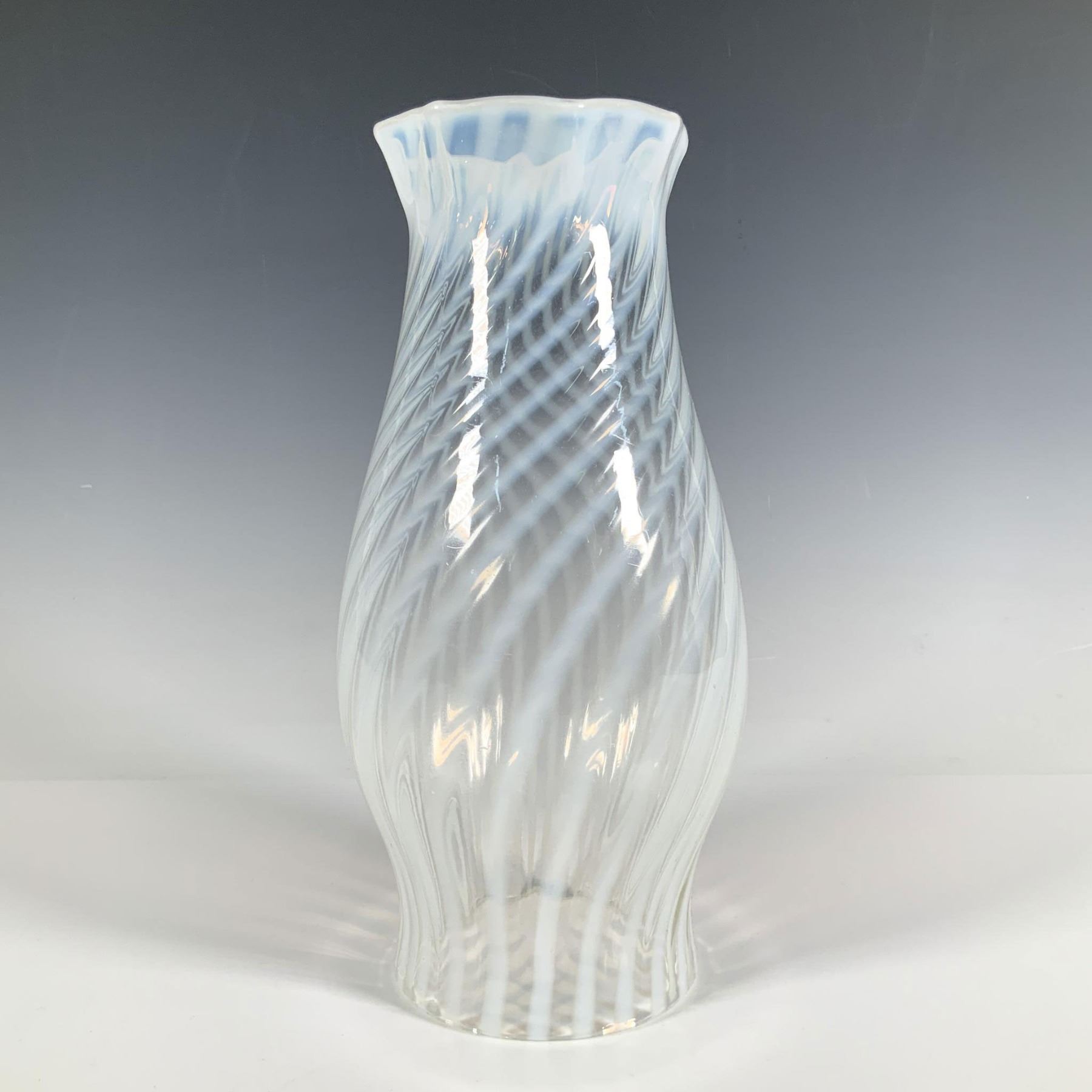 Fenton Art Glass White Spiral Hurricane Lamp Shade