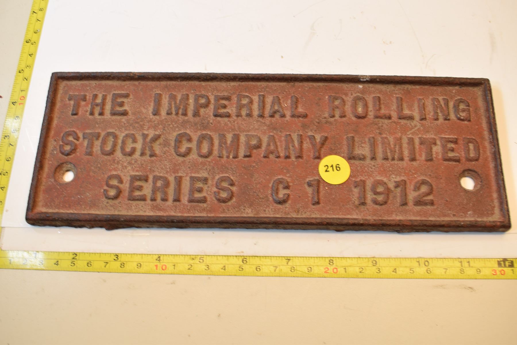 early cast iron 1912 box car railway plaque - Schmalz Auctions