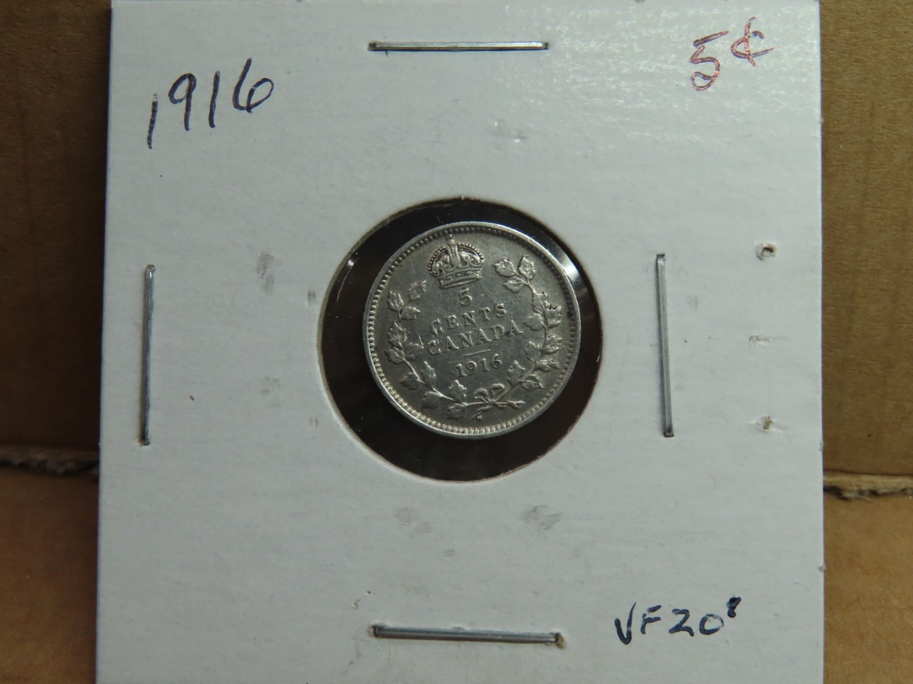 1916 Canadian silver 5 cent VF-20+ - Schmalz Auctions
