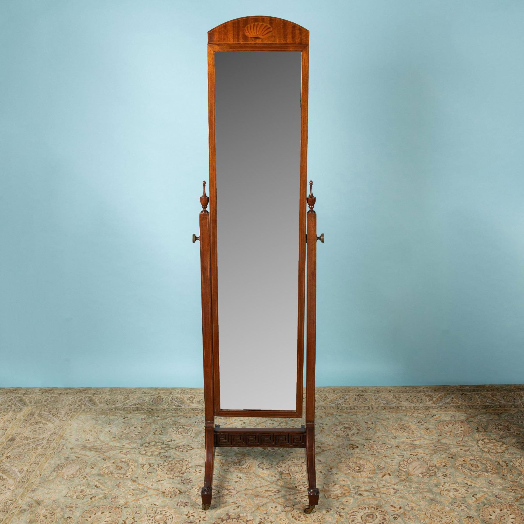English Mahogany Freestanding Butler's Mirror