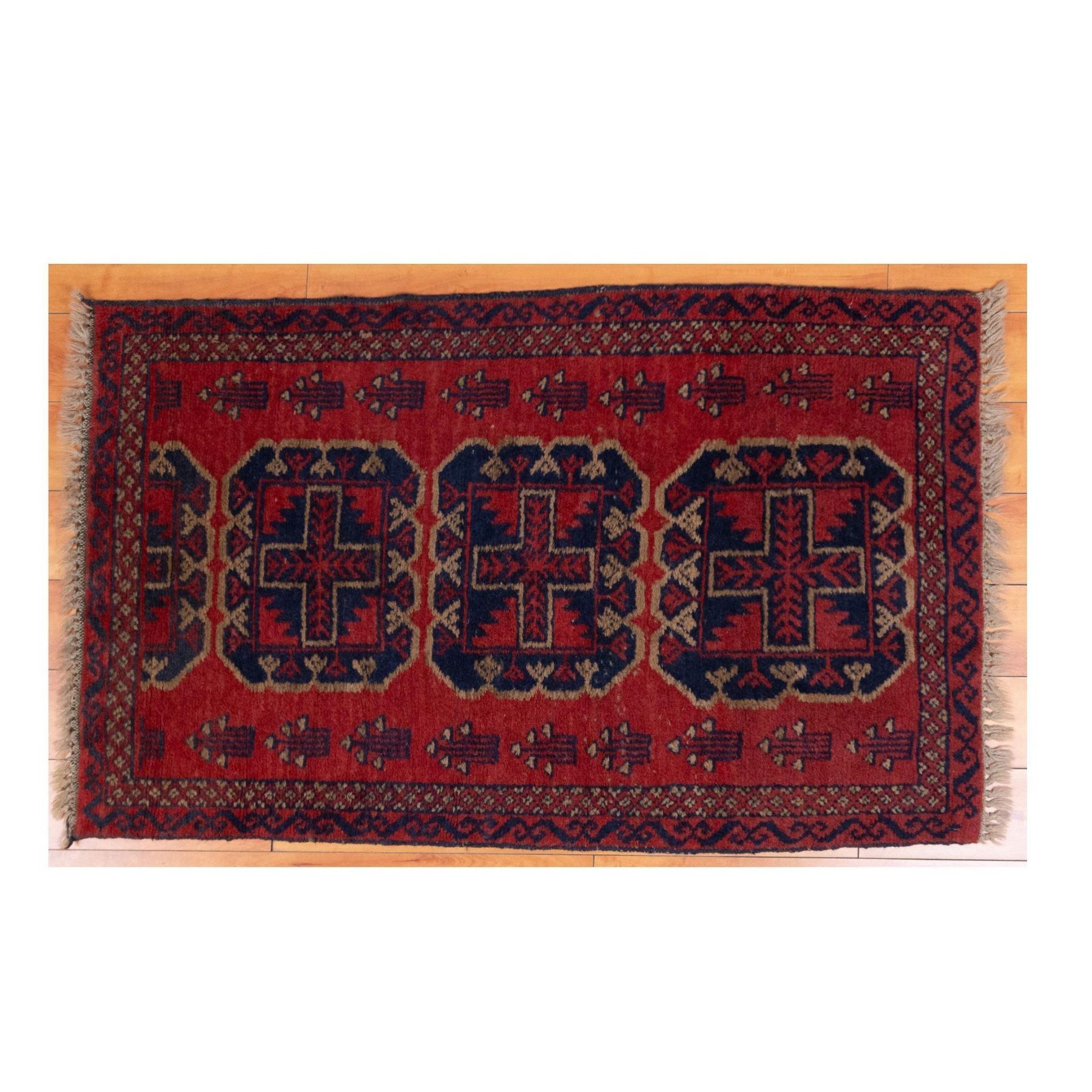 Persian Red Rectangular Fringe Rug