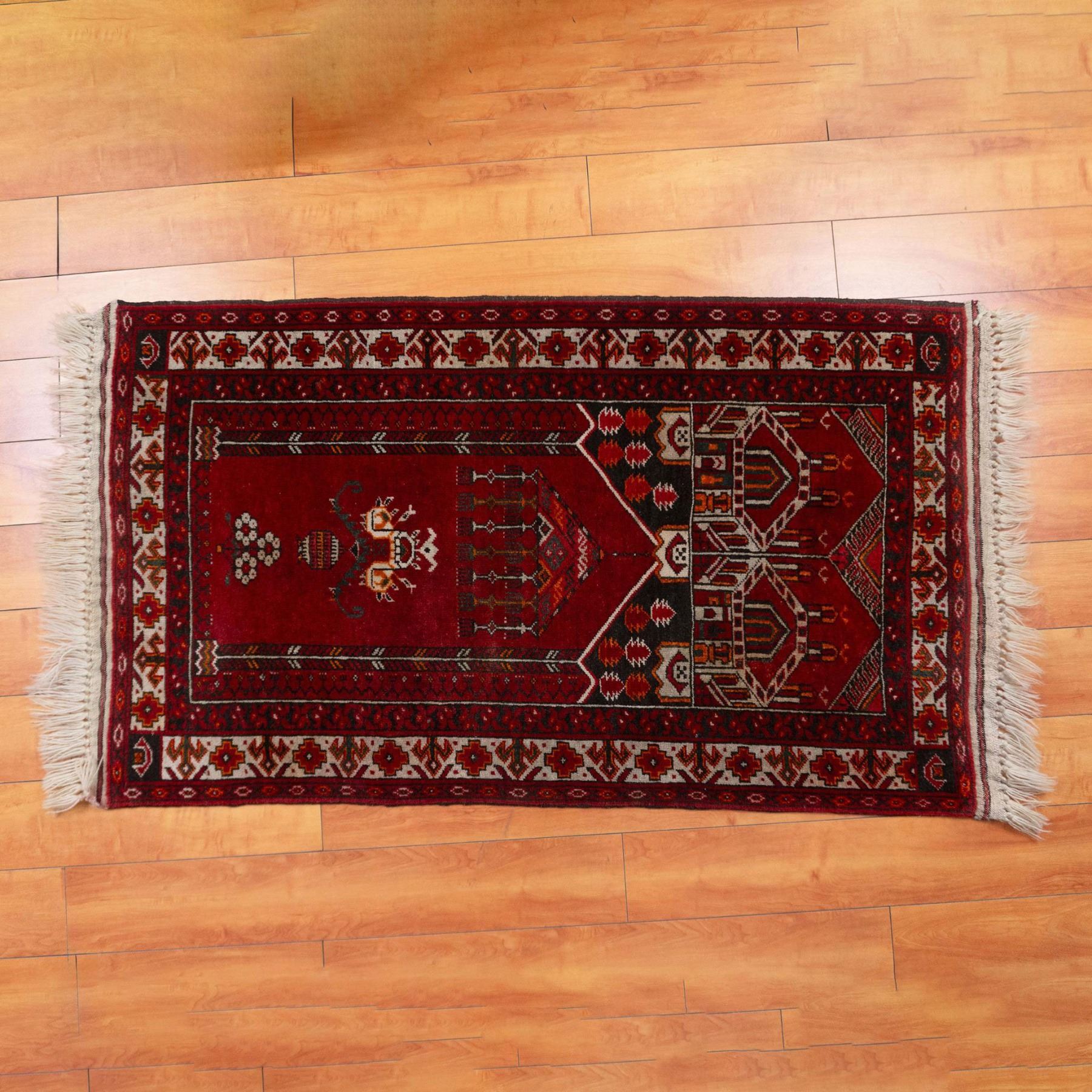 Red Wool Afghan Prayer Rug