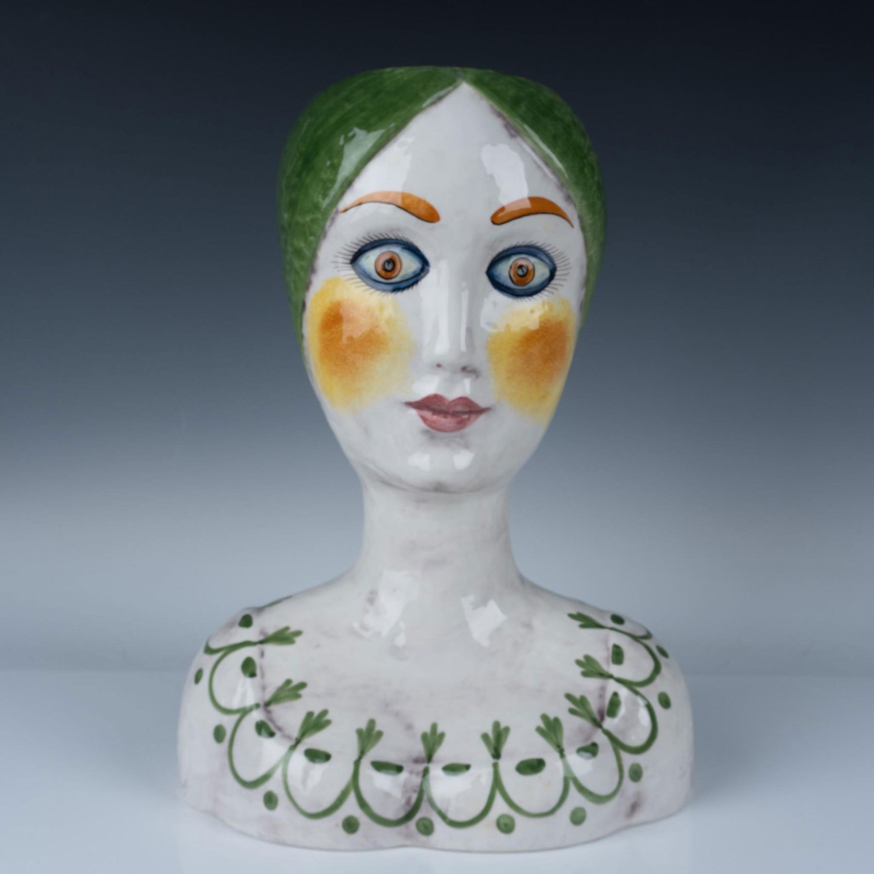 Horchow Italian Porcelain Woman Bust Vase