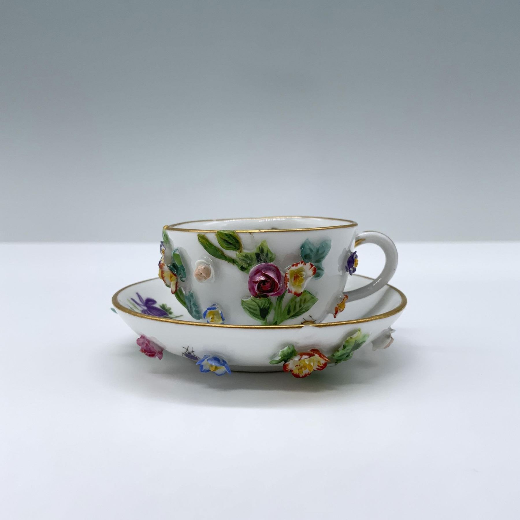 Antique Meissen Porcelain Miniature Cup & Saucer